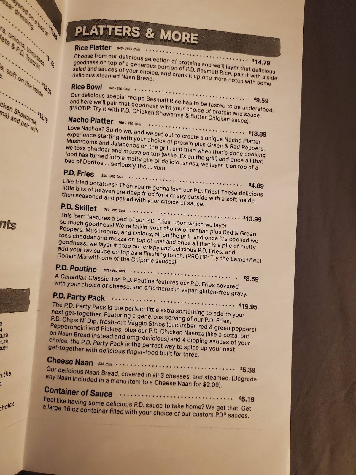 Menu at Prairie Donair restaurant, Sault Ste. Marie