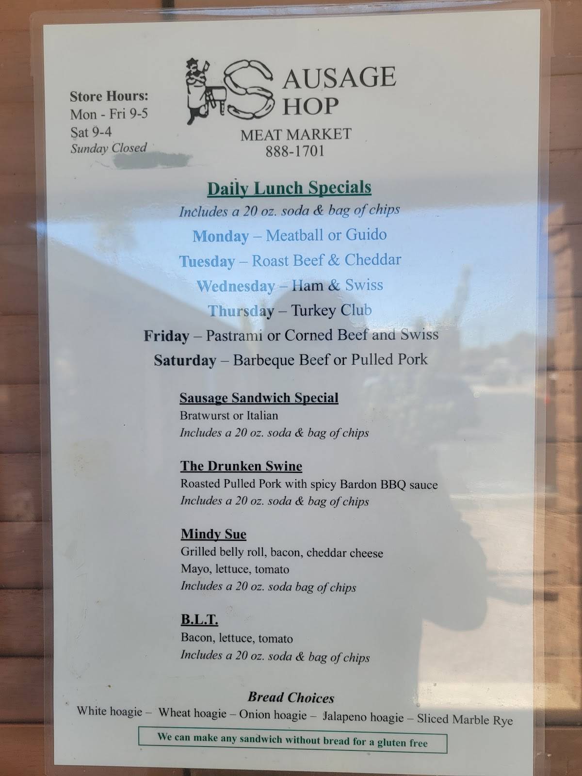 Menu at Sausage Shop Meat Market and Deli restaurant, Tucson, W Prince ...
