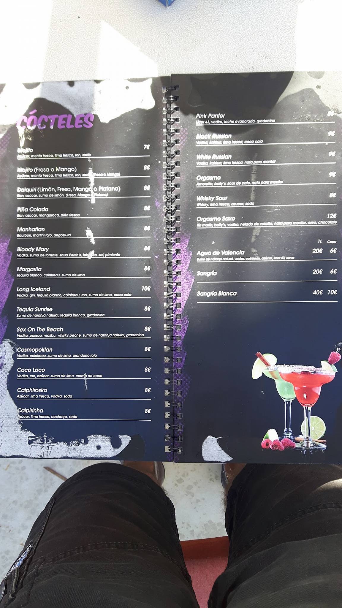 Menu at Saxo pub & bar, Moraira
