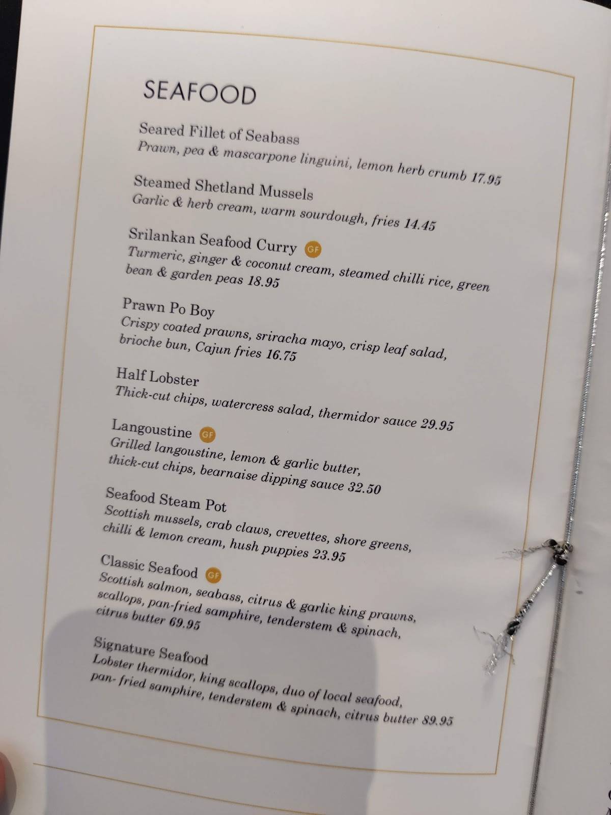 Menu at Scotts Bar & Restaurant, Troon