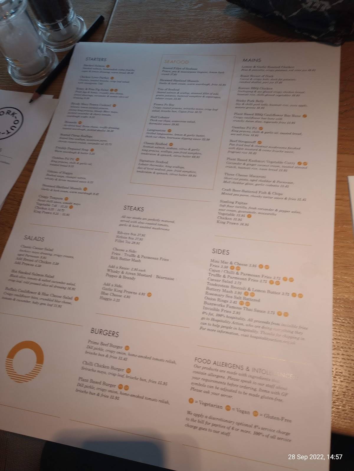 Menu at Scotts Bar & Restaurant, Troon