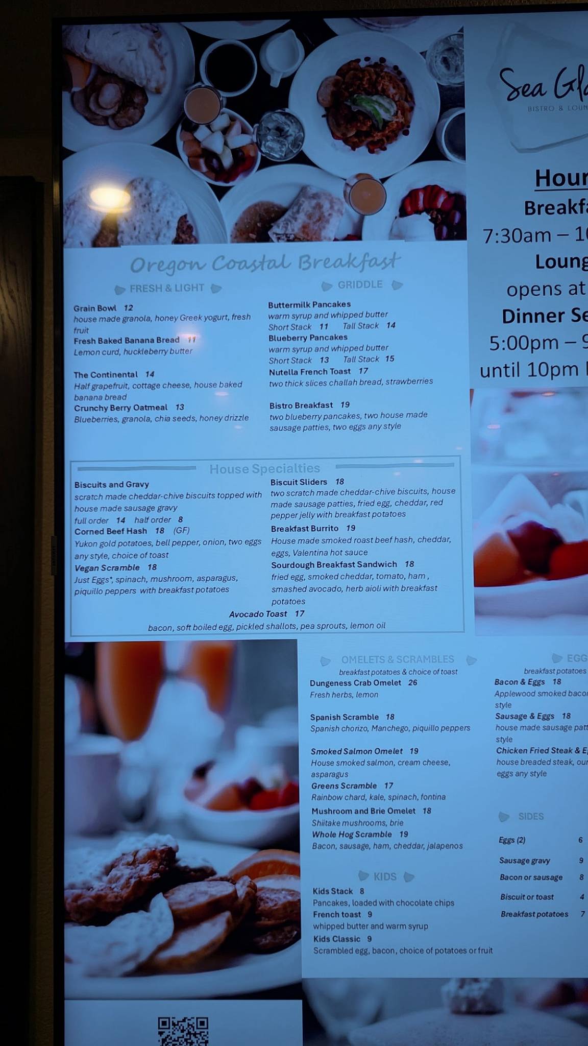 Menu at Sea Glass Bistro & Lounge pub & bar, Newport