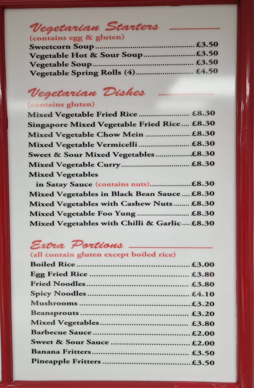 Menu at Seaway Chinese & Fish and Chips Takeaway fast food, Frodsham