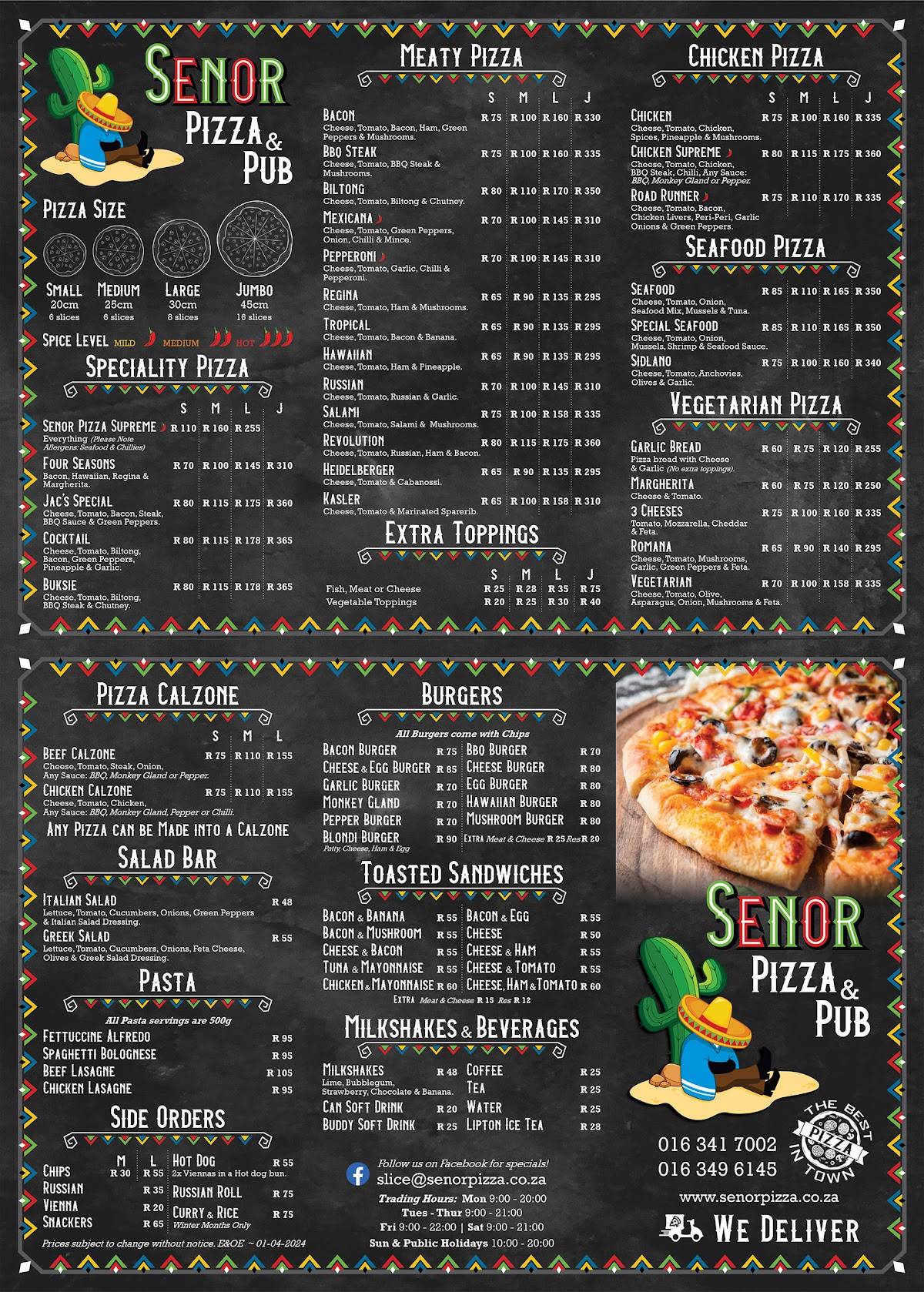 Menu at Senor Pizza & Pub, Heidelberg - GP