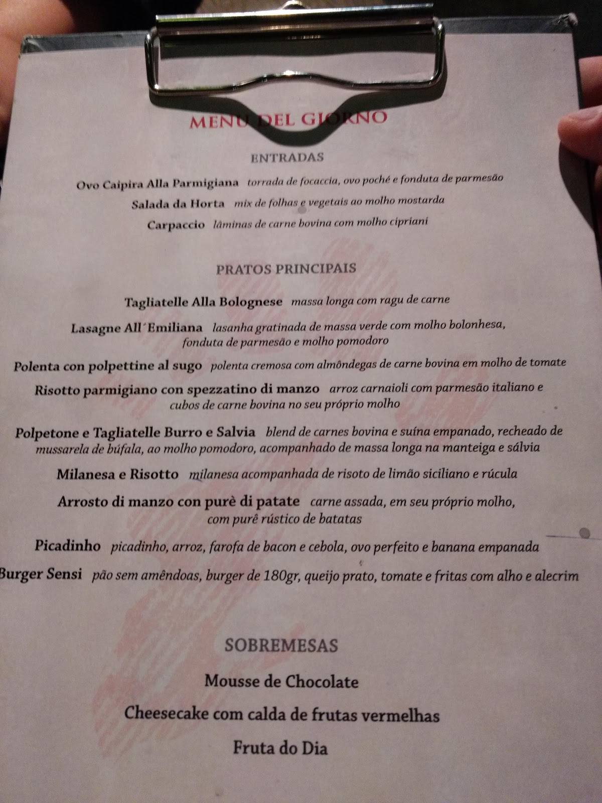 Menu em Sensi restaurante, São Paulo