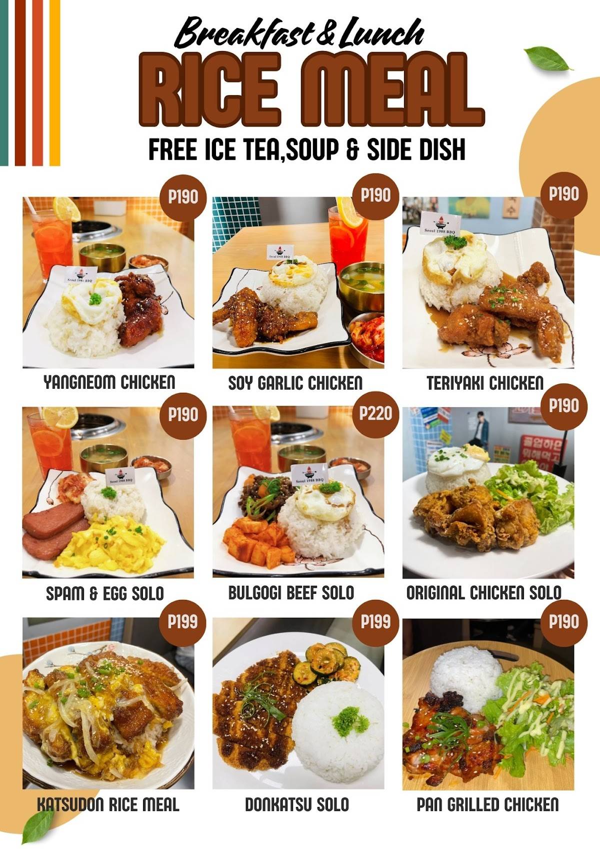 Menu at Seoul 1988 Korean Grill House restaurant, Pasay