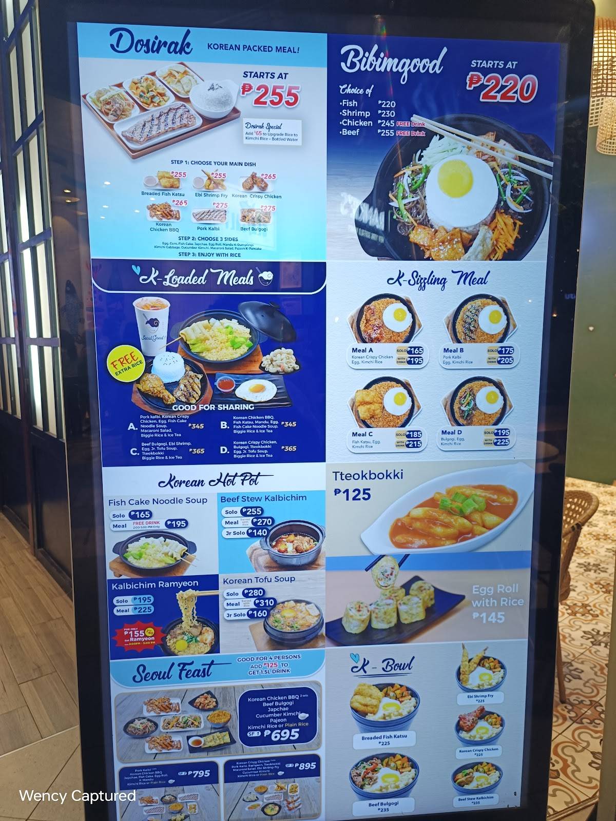 Menu at Seoul Good restaurant, Pasay
