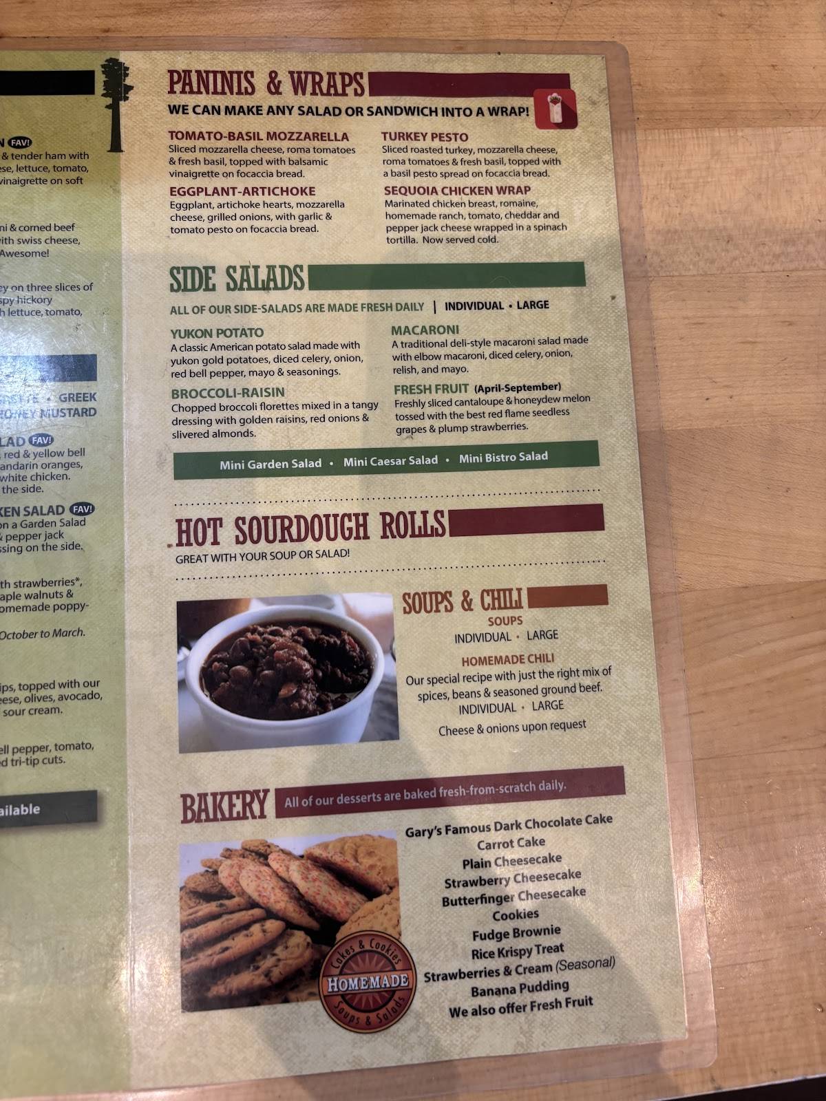 Menu at Sequoia Sandwich Co. restaurant, Clovis
