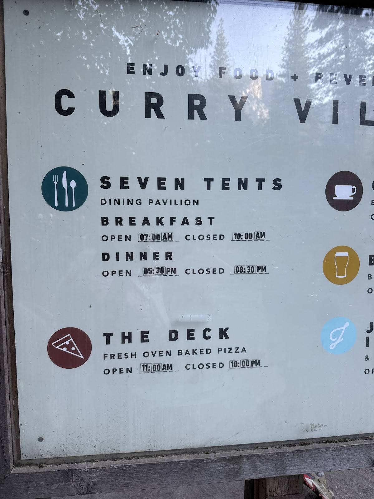 Carta del restaurante Seven Tents Pavilion, Yosemite Valley