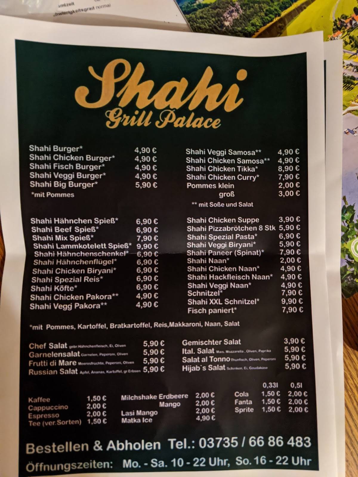 Speisekarte von Shahi Grill Palace restaurant, Marienberg