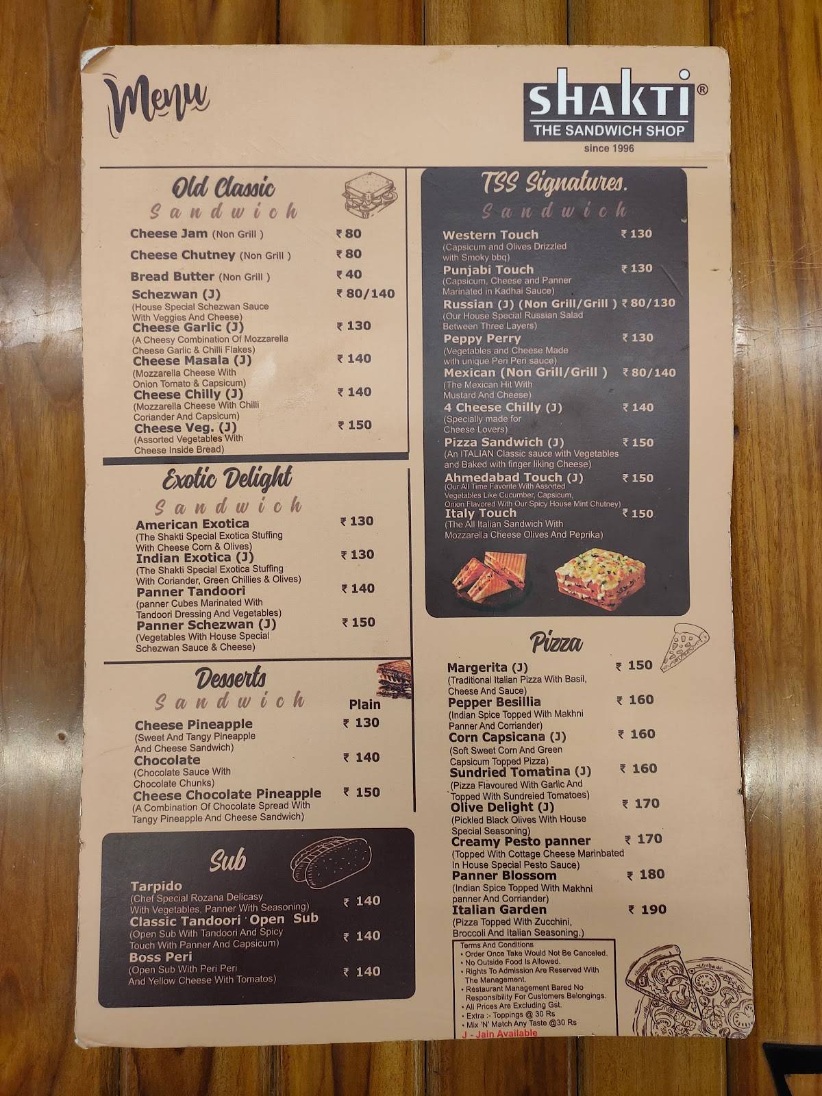Menu at Shakti-The Sandwich Shop, Jamnagar