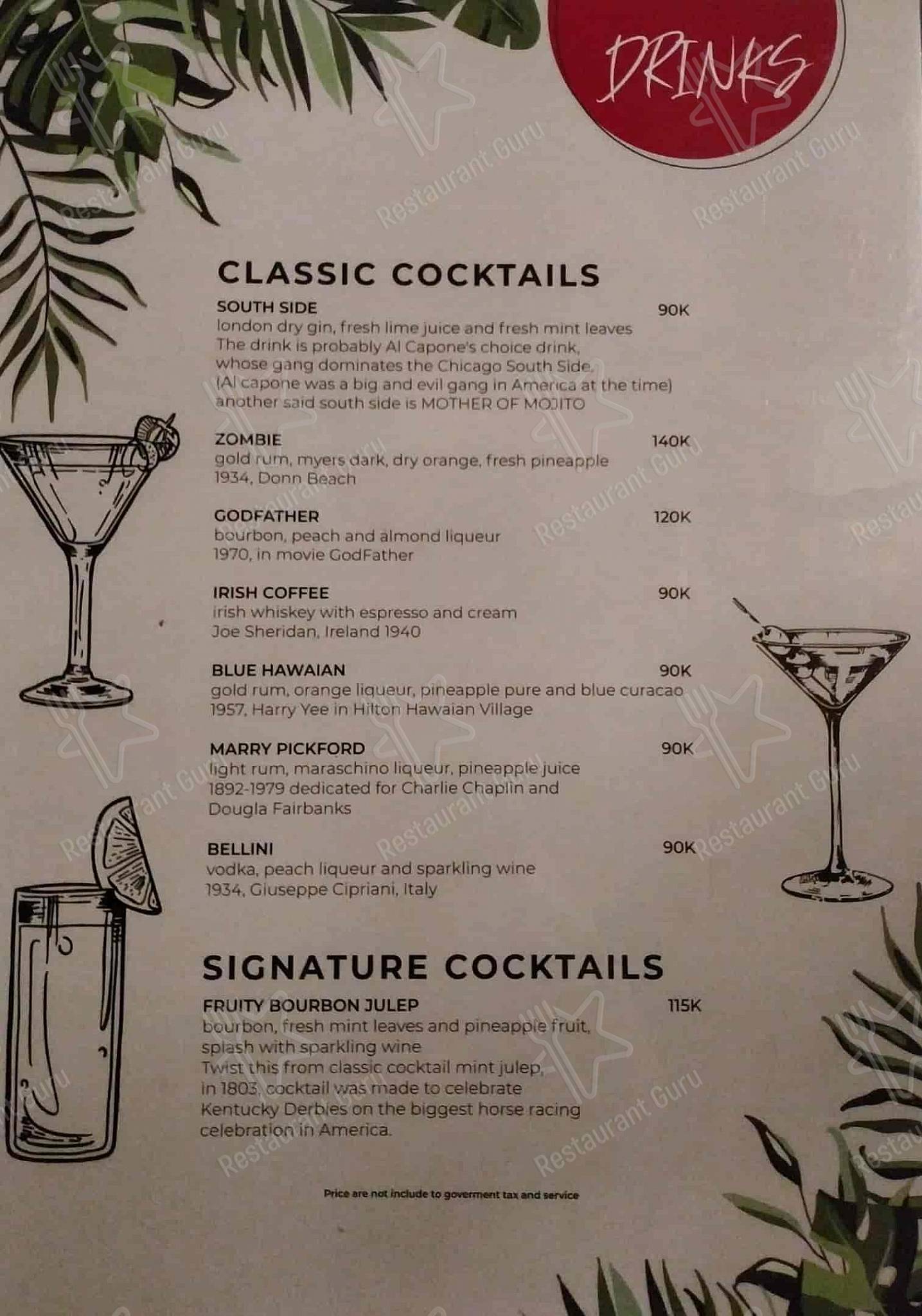 Menu at Shamrock - Kitchen & Bar, South Jakarta