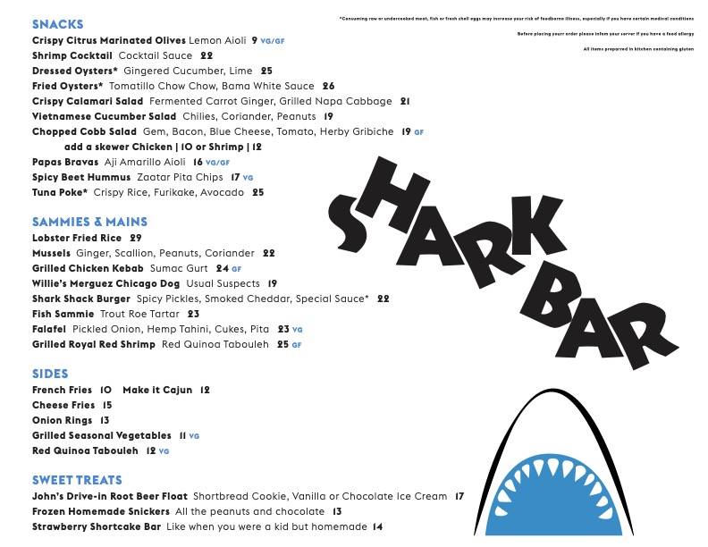 Menu at Shark Bar Montauk, Montauk