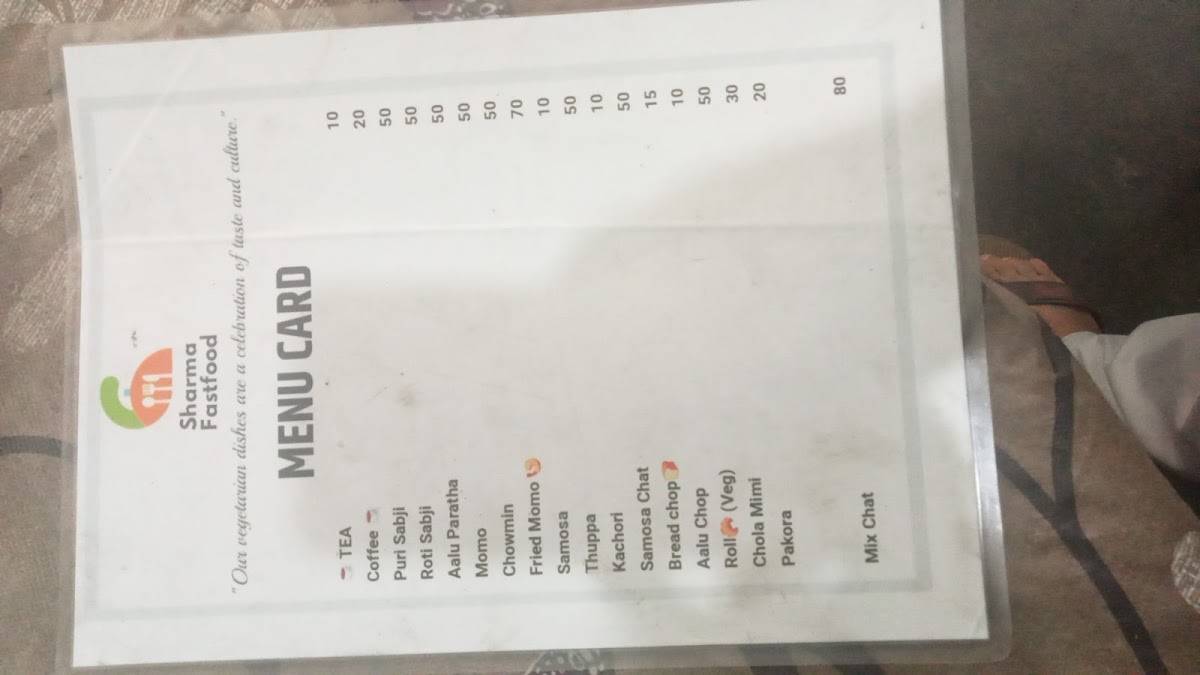 Menu at Sharma Fast Food, Majitar