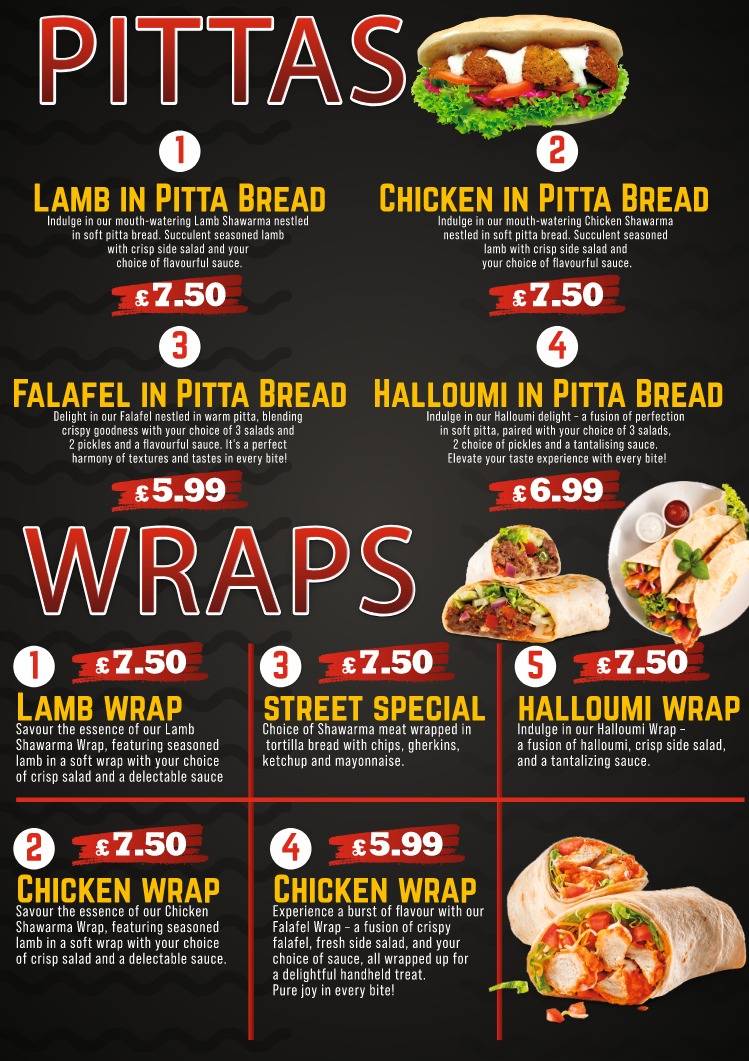 Menu at Shawarma Haus restaurant, Nottingham