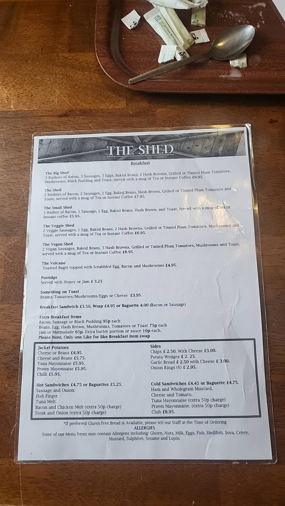 Menu at Shed Food & Drink pub & bar, Stourport-on-Severn, Countryside ...