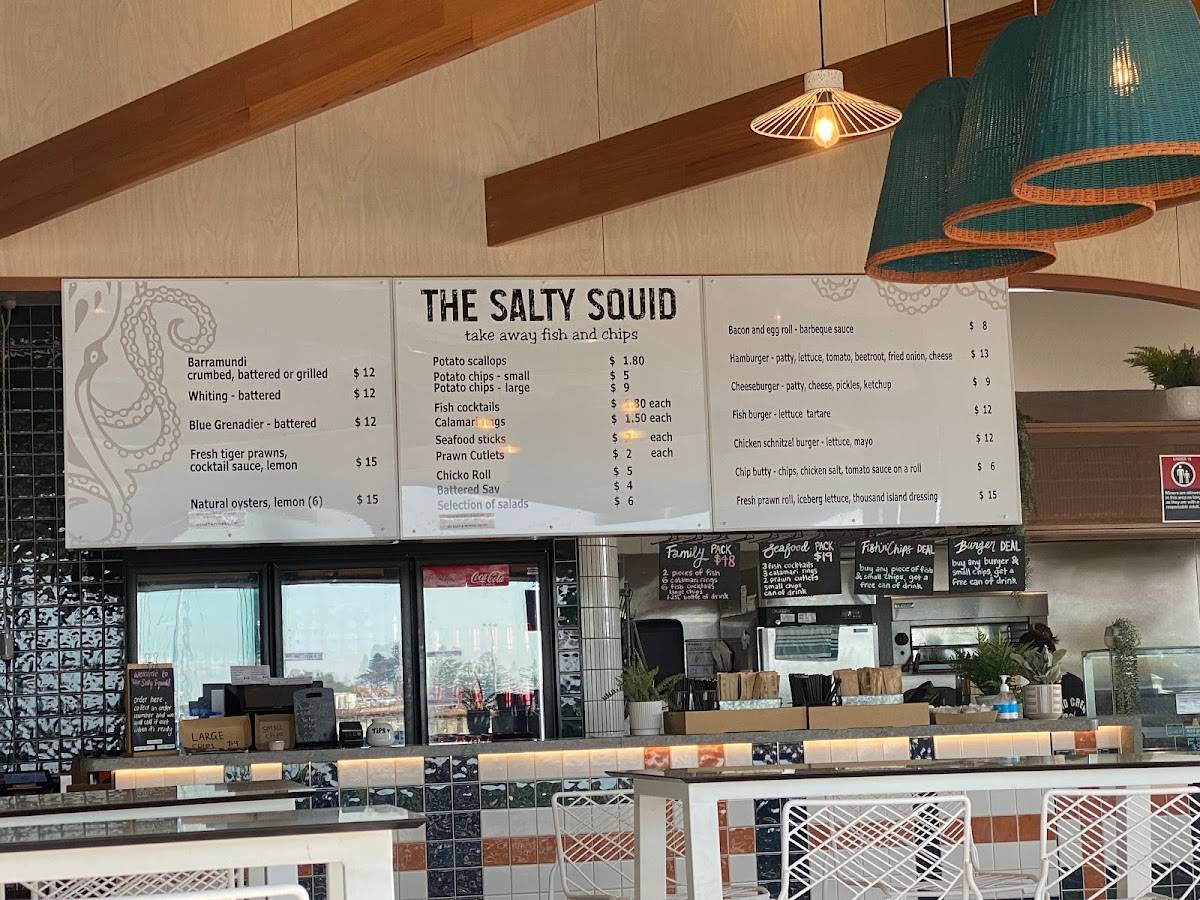Menu at The Salty Squid restaurant, Shell Cove