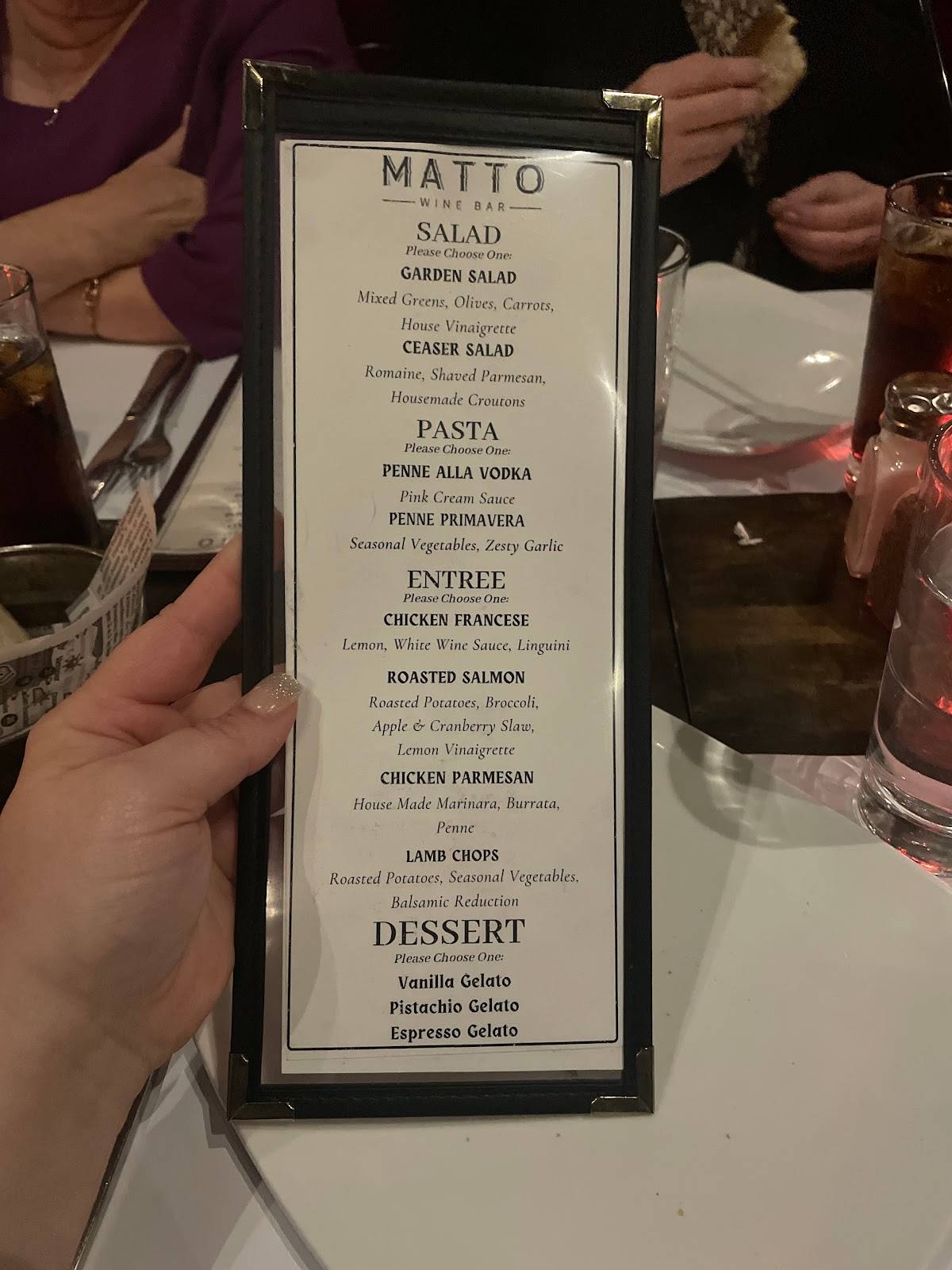 Menu at Matto Wine Bar, Shelton