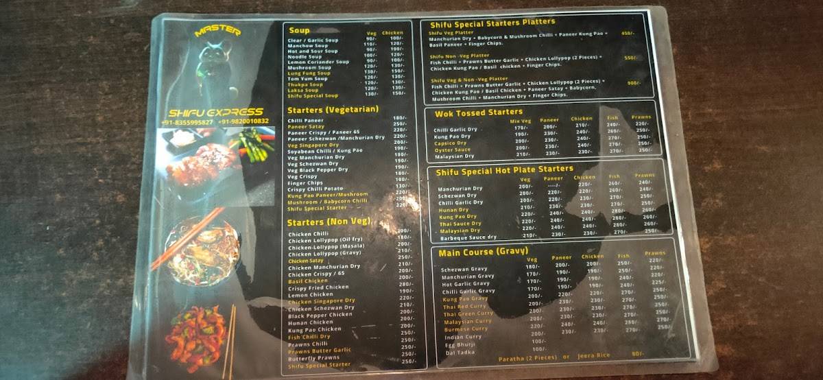 Menu at Shifu Express, Mumbai