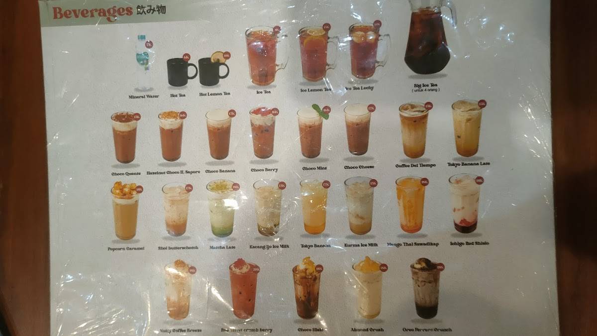 Carta del restaurante Shinju ramen Cicalengka, Indonesia