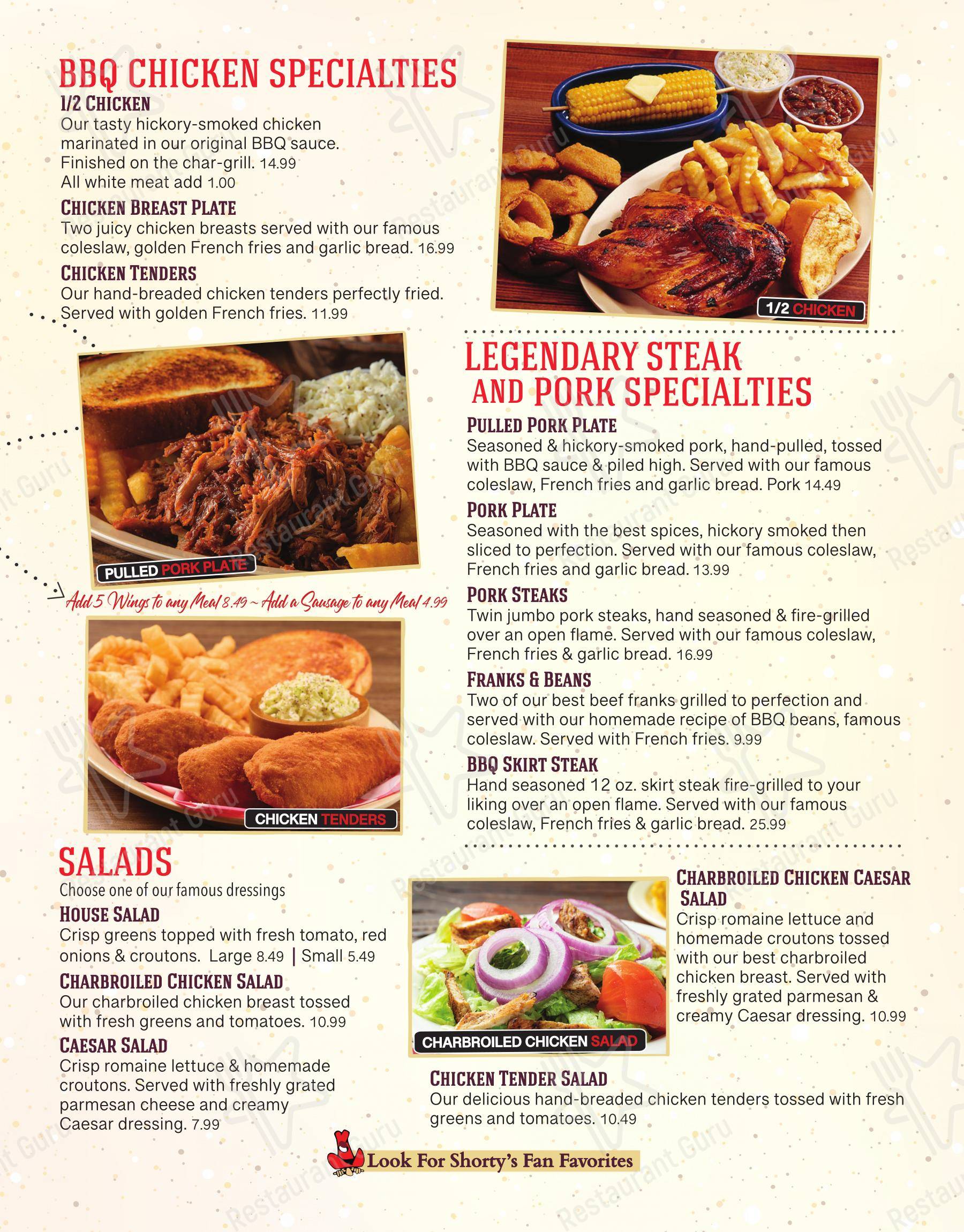 Menu at Shorty's BBQ West Miami, Miami, SW 40th St