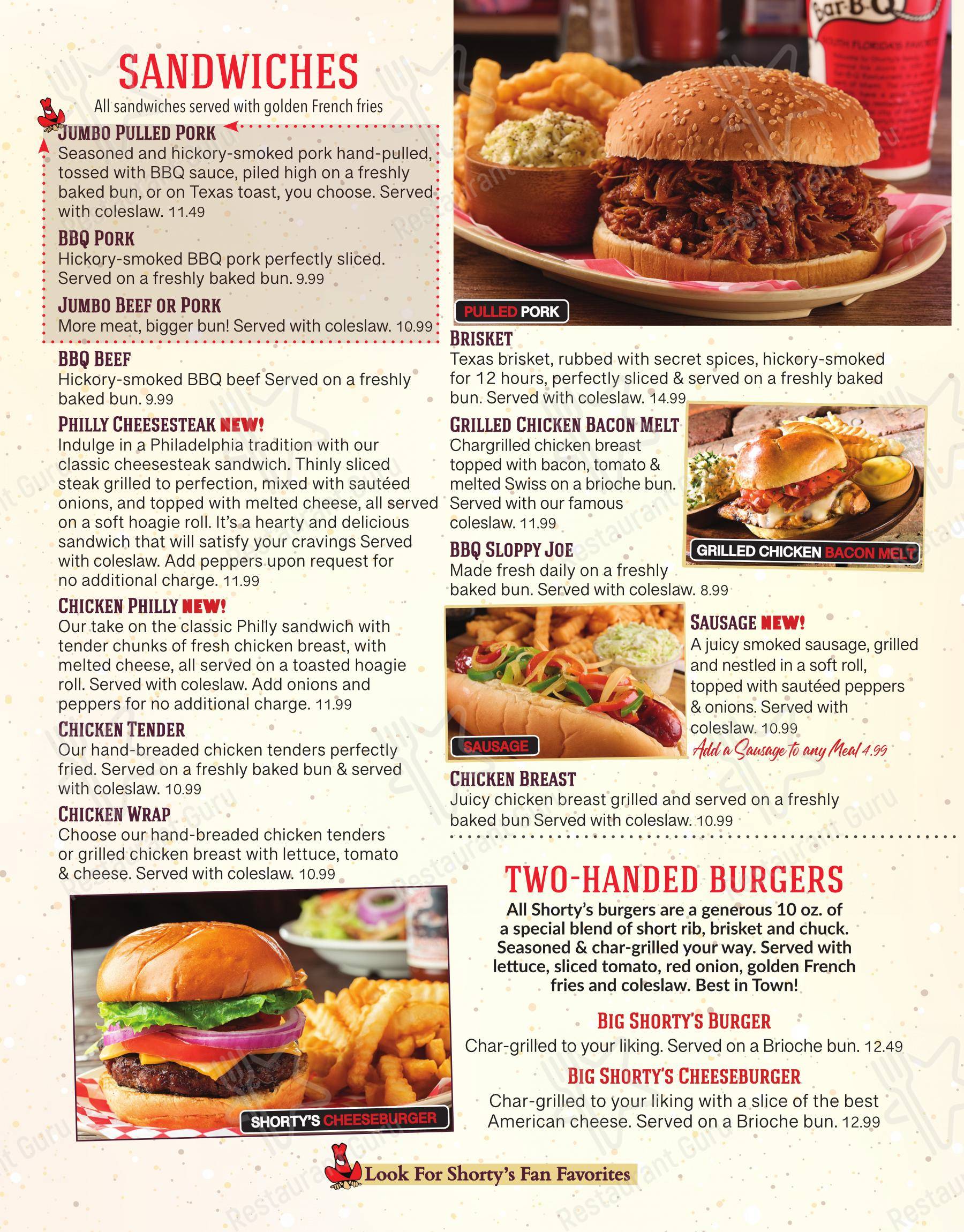 Menu at Shorty's BBQ West Miami, Miami, SW 40th St