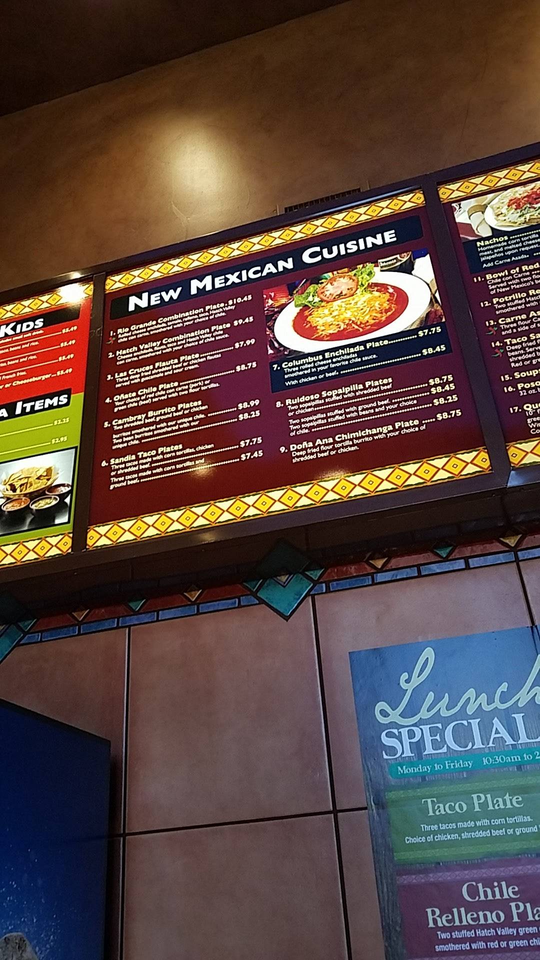 Menu at Si Señor Express restaurant, Las Cruces, 500 S Solano Dr
