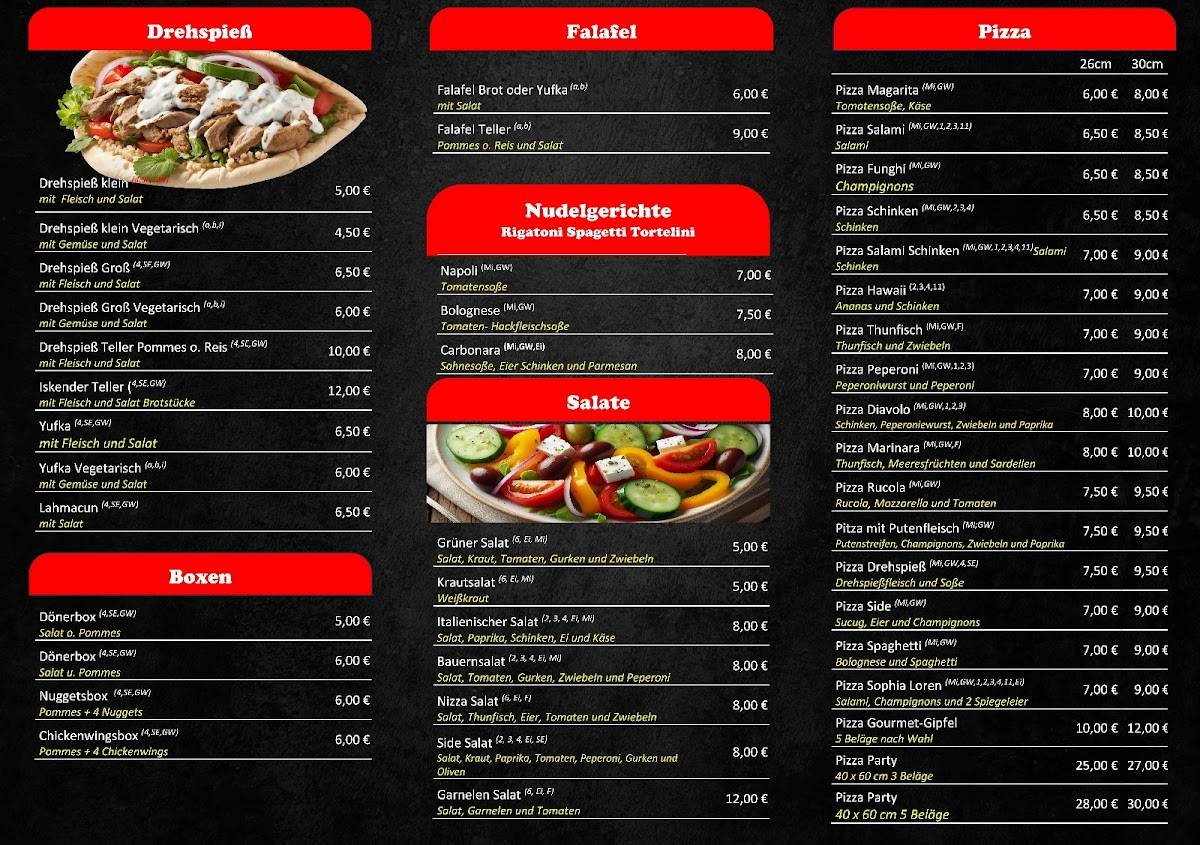 Menu au Side Grill Haus, Bexbach
