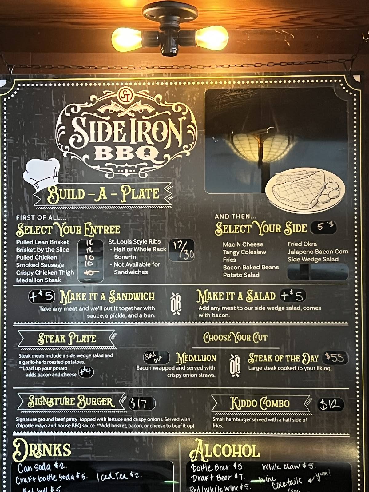 Menu at Side Iron BBQ, Susanville