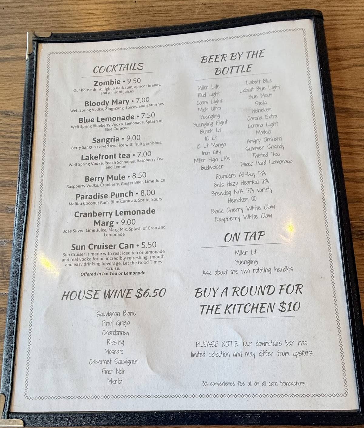 Menu at Silver Shores Restaurant, Conneaut Lake