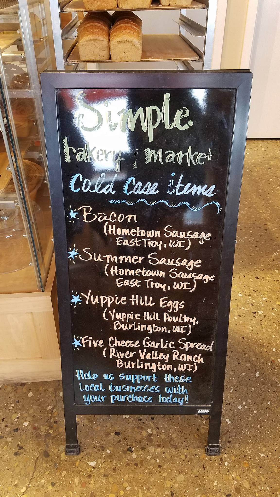Menu at Simple Café restaurant, Lake Geneva