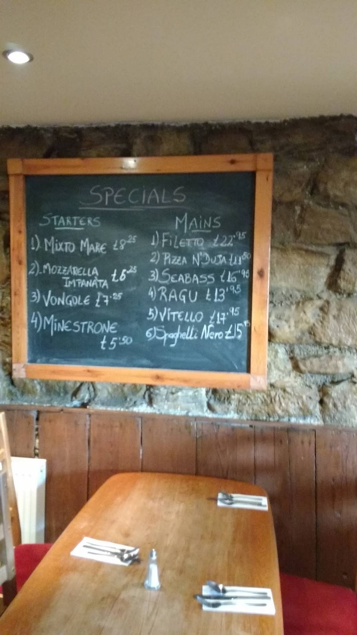 Menu at Simply Italian restaurant, Rye, 12 Strand