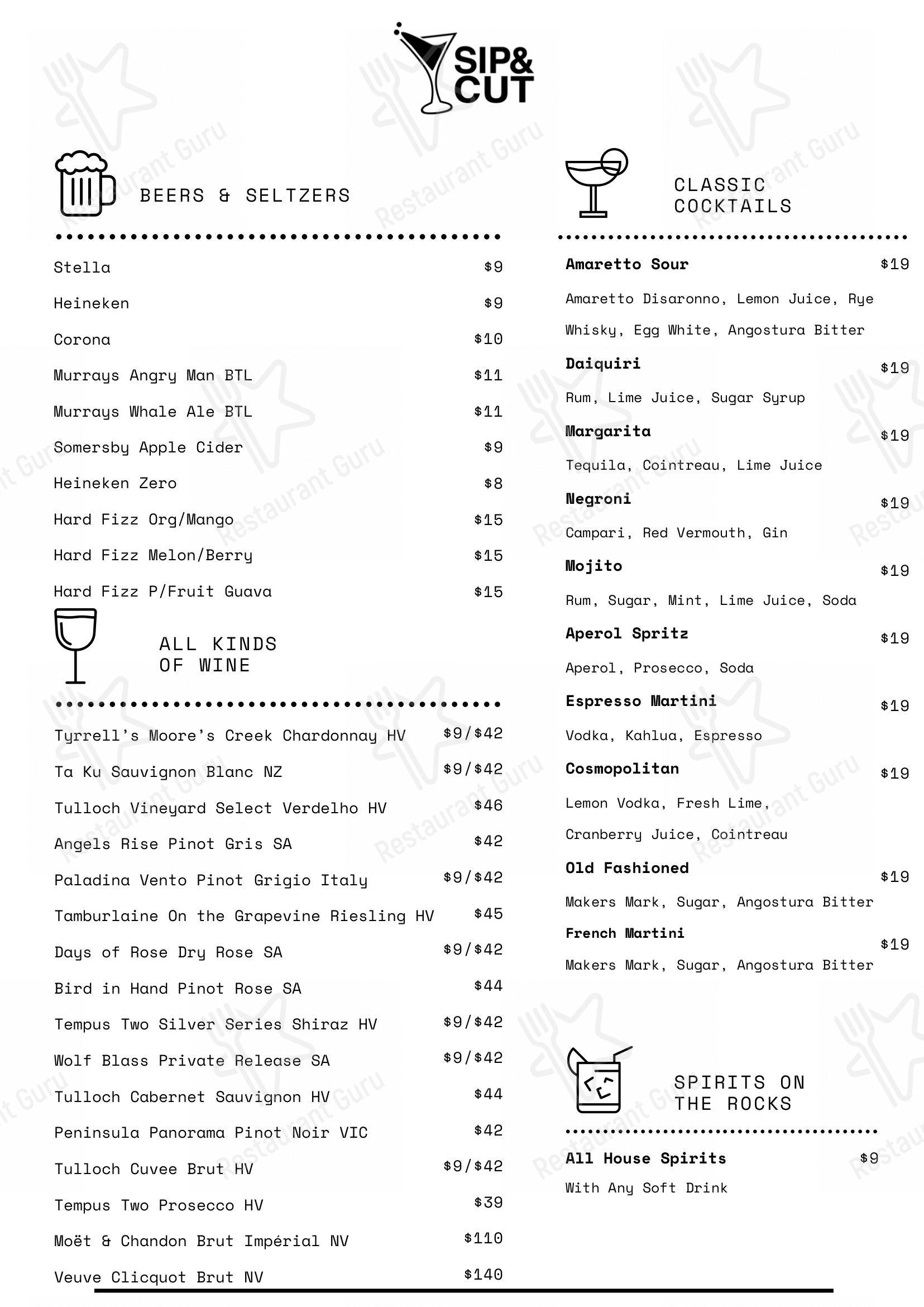 Menu at Sip It Nelson Bay pub & bar, Nelson Bay
