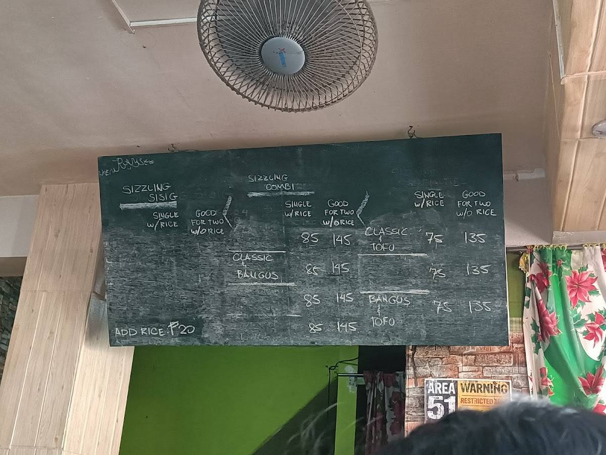 Menu at Sisigan Center, Main restaurant, Bontoc