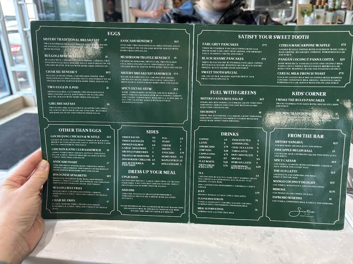 Menu at Sisters & Co Markham restaurant, Markham