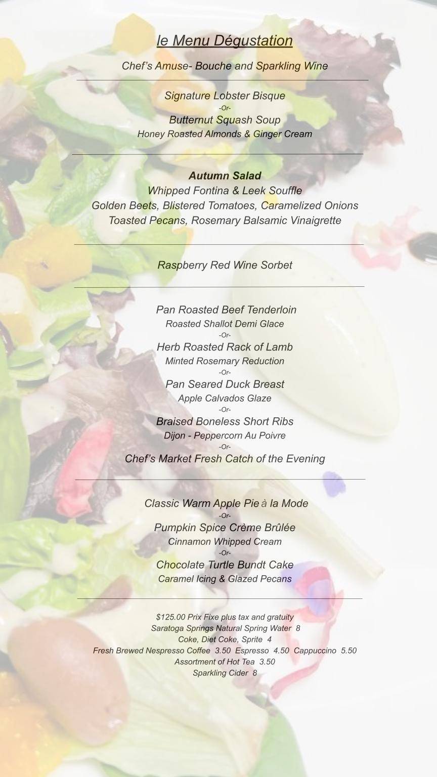 Menu at Six Tables a Restaurant, Boca Raton