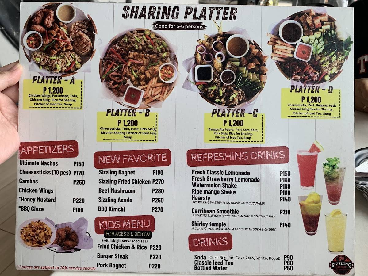 Menu at Sizzling Smoque The Outlets Lipa, Lipa