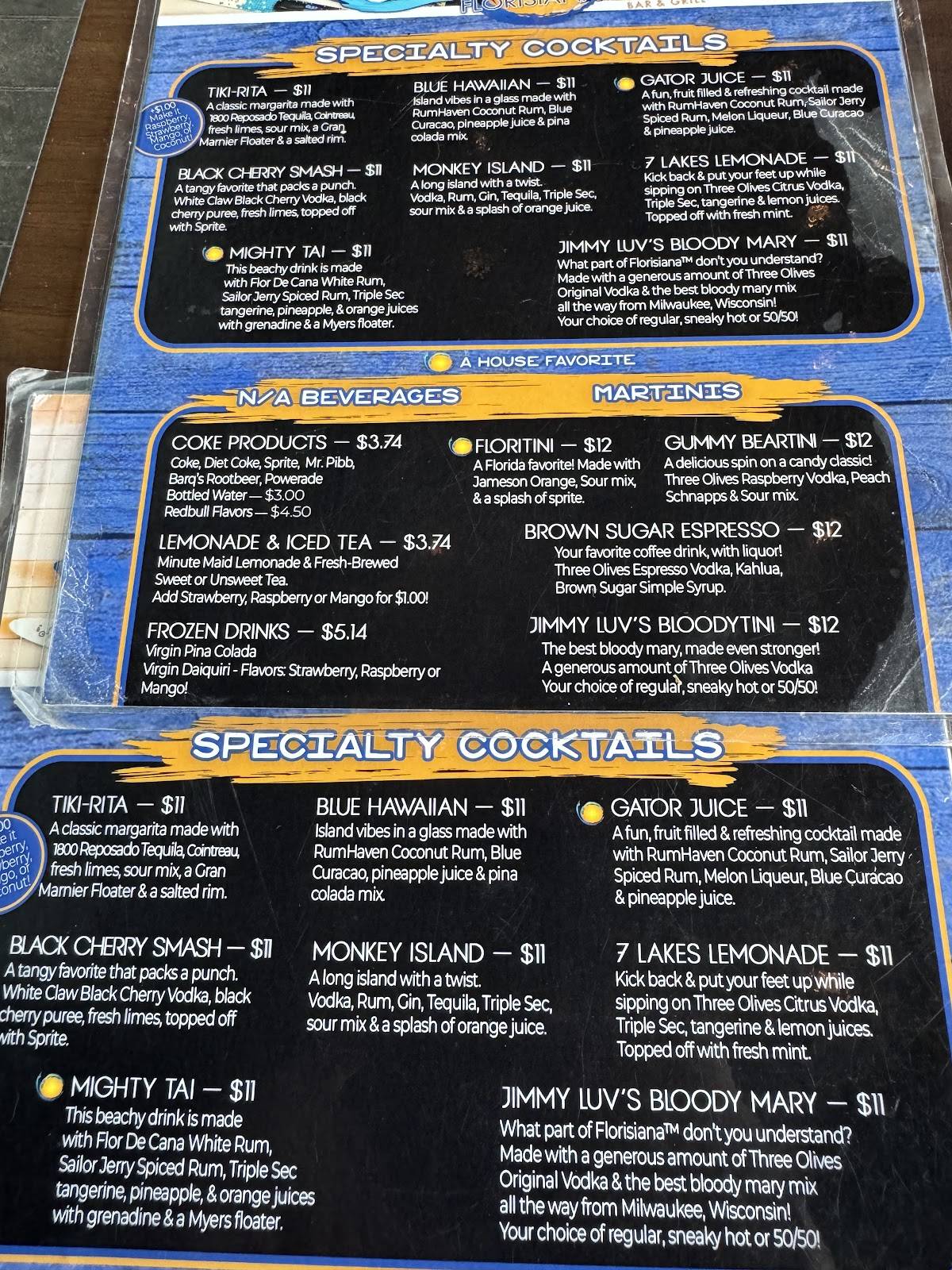 Menu at Ski Beach Bar and Grill, Leesburg