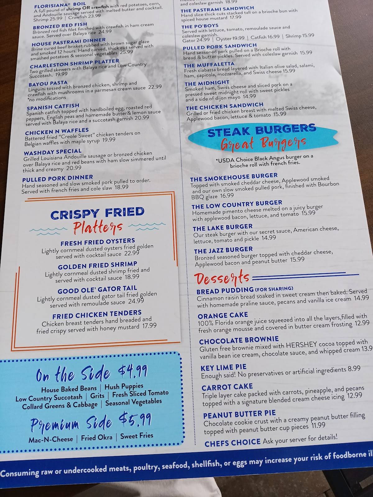 Menu at Ski Beach Bar and Grill, Leesburg