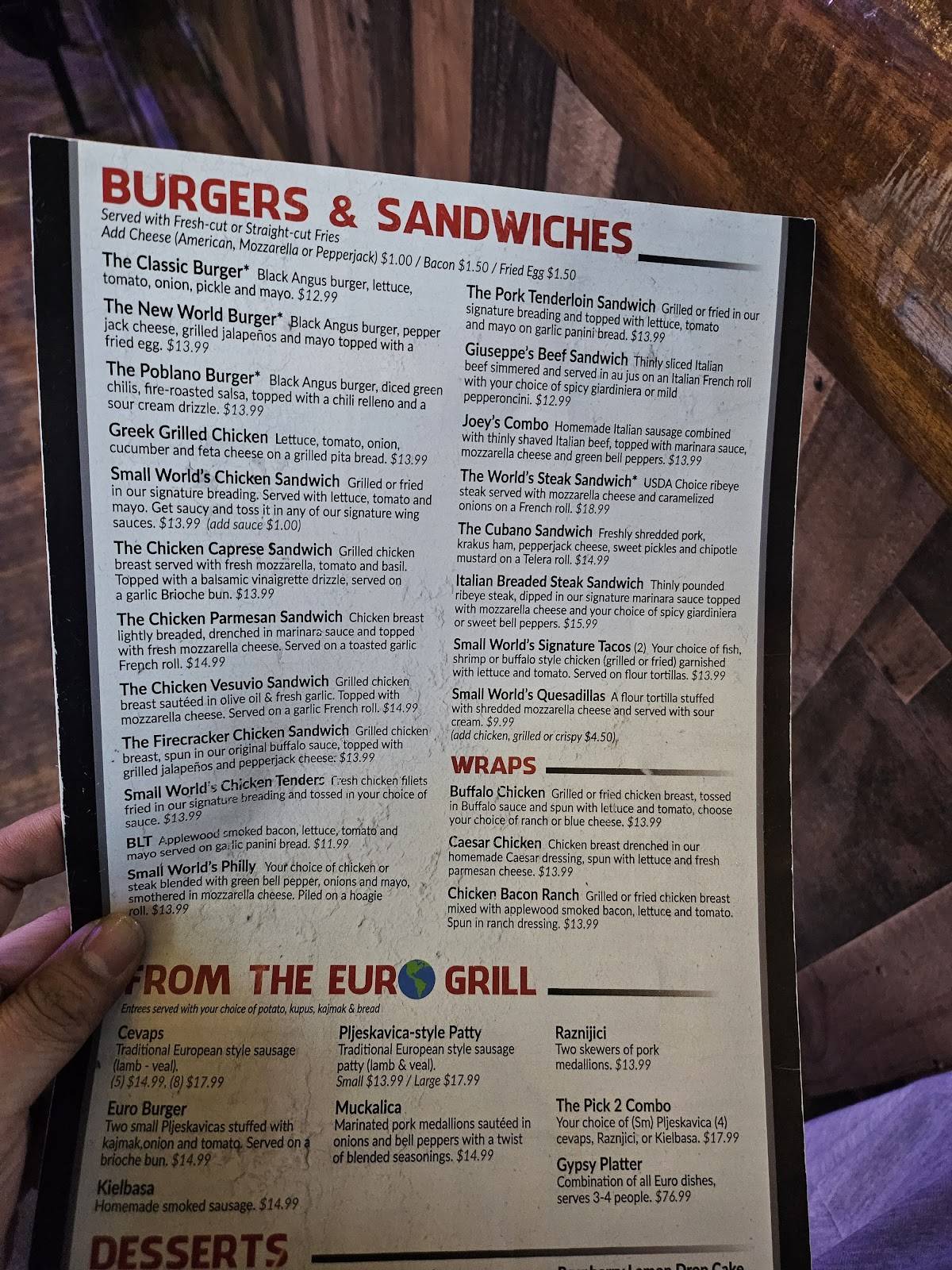 Menu at Small World Bar and Grill, Chicago