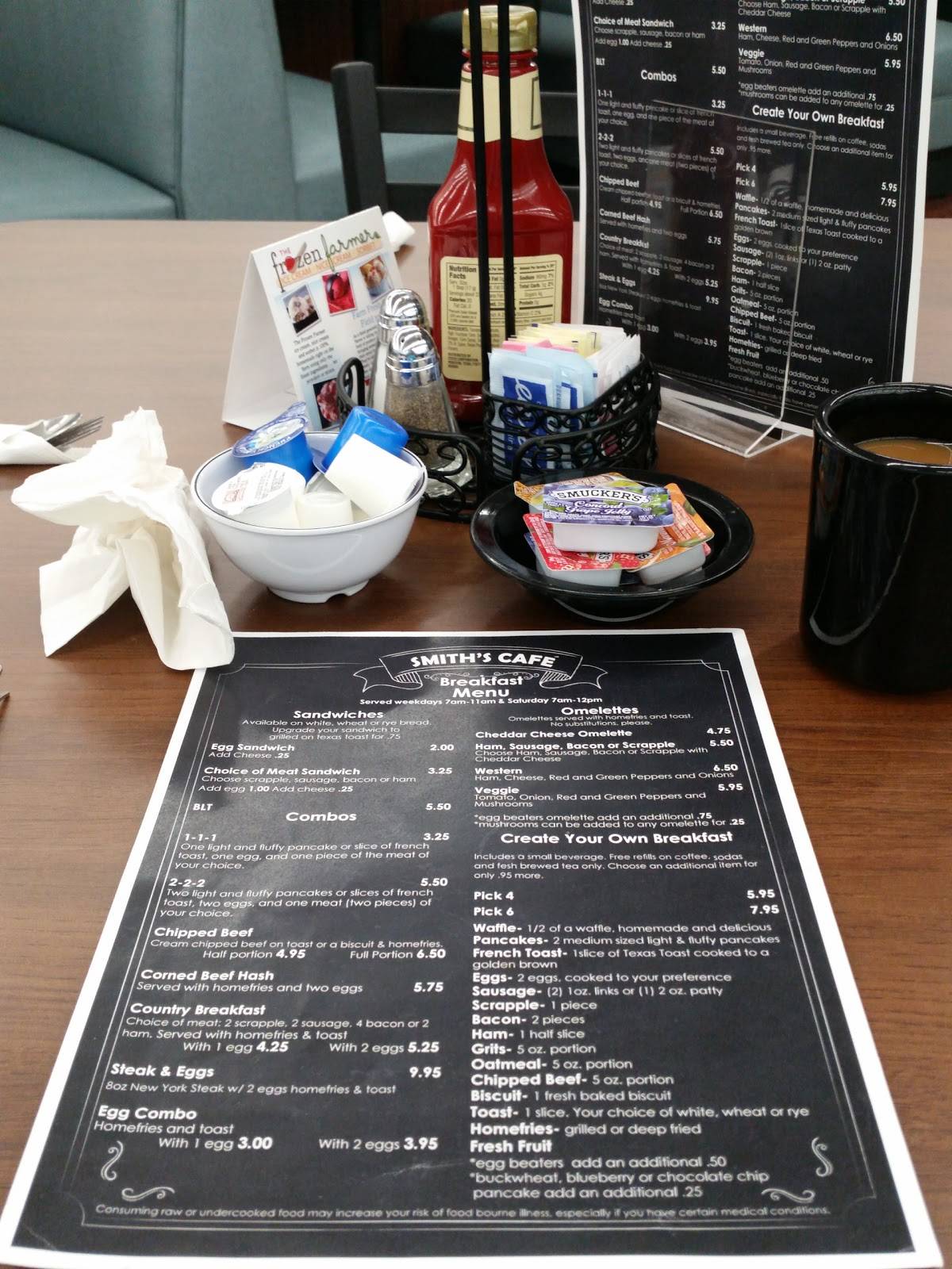 Menu at Smith's Cafe, Seaford
