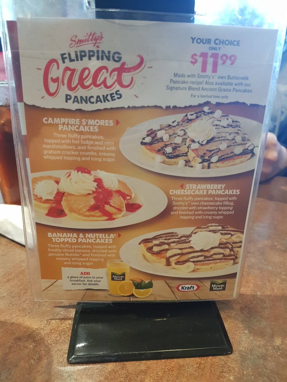 Menu at Smitty's restaurant, Nanaimo, N Island Hwy