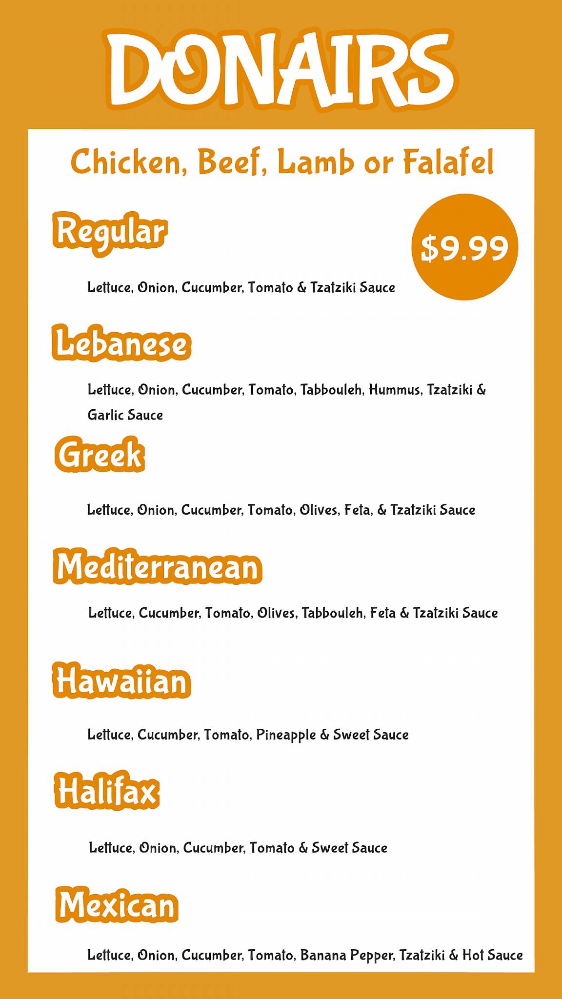 Menu at Sofi's Mediterranean Grill restaurant, Surrey, 120 St