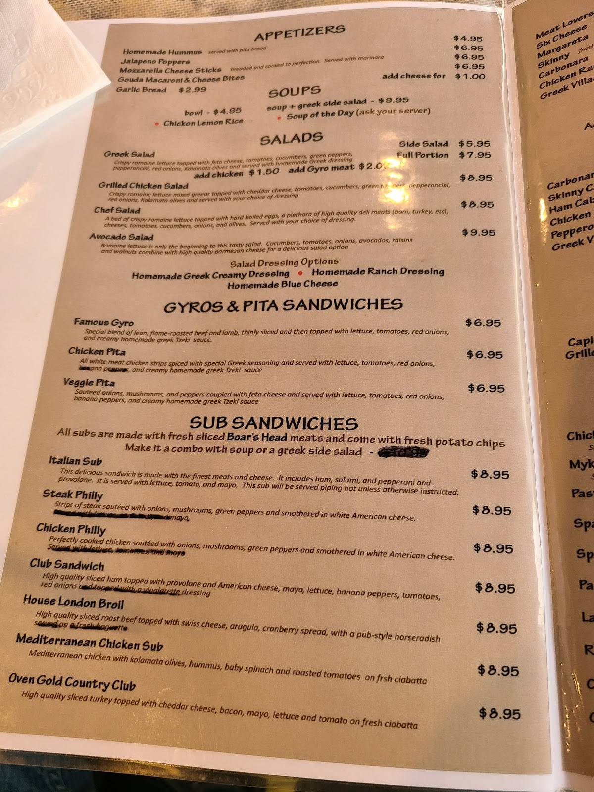 Menu at Sokolata desserts, South Charleston