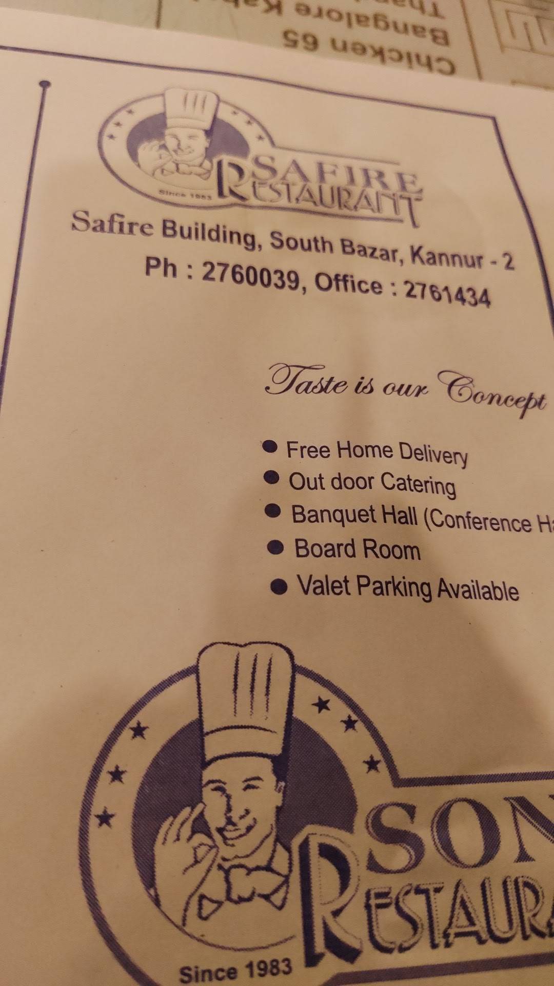 Menu at Sona Restaurant, Kannur