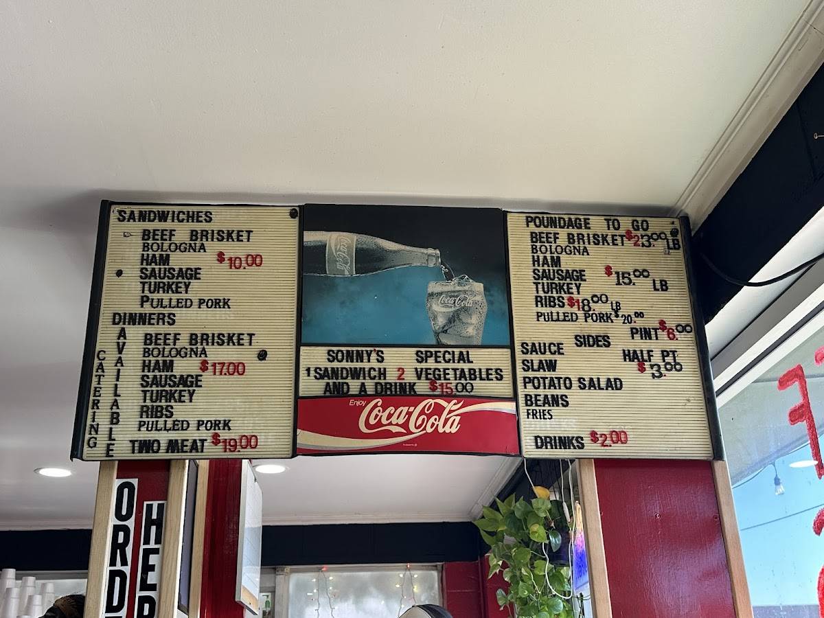Menu at Sonny BBQ, Olney