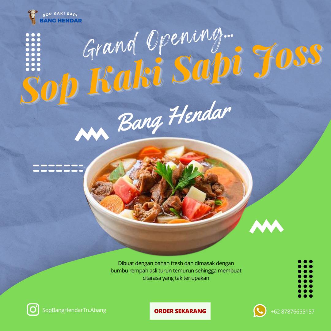 Menu at Sop Kaki Sapi Bang Hendar restaurant, Central Jakarta