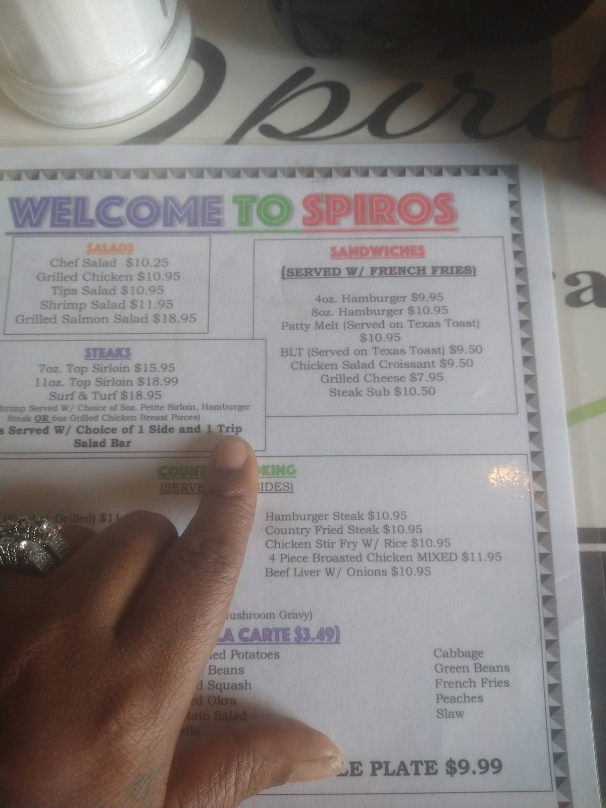 Menu at Spiros Family Restaurant, High Point, S Main St