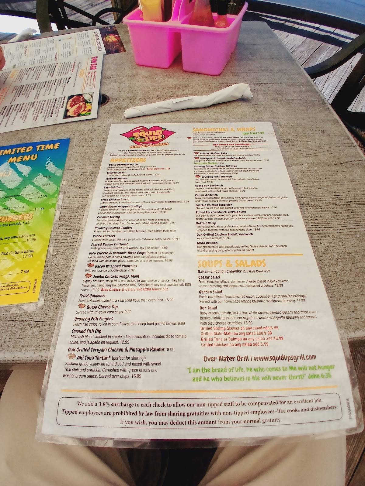 Menu at Squid Lips restaurant, Cocoa Beach, S Orlando Ave