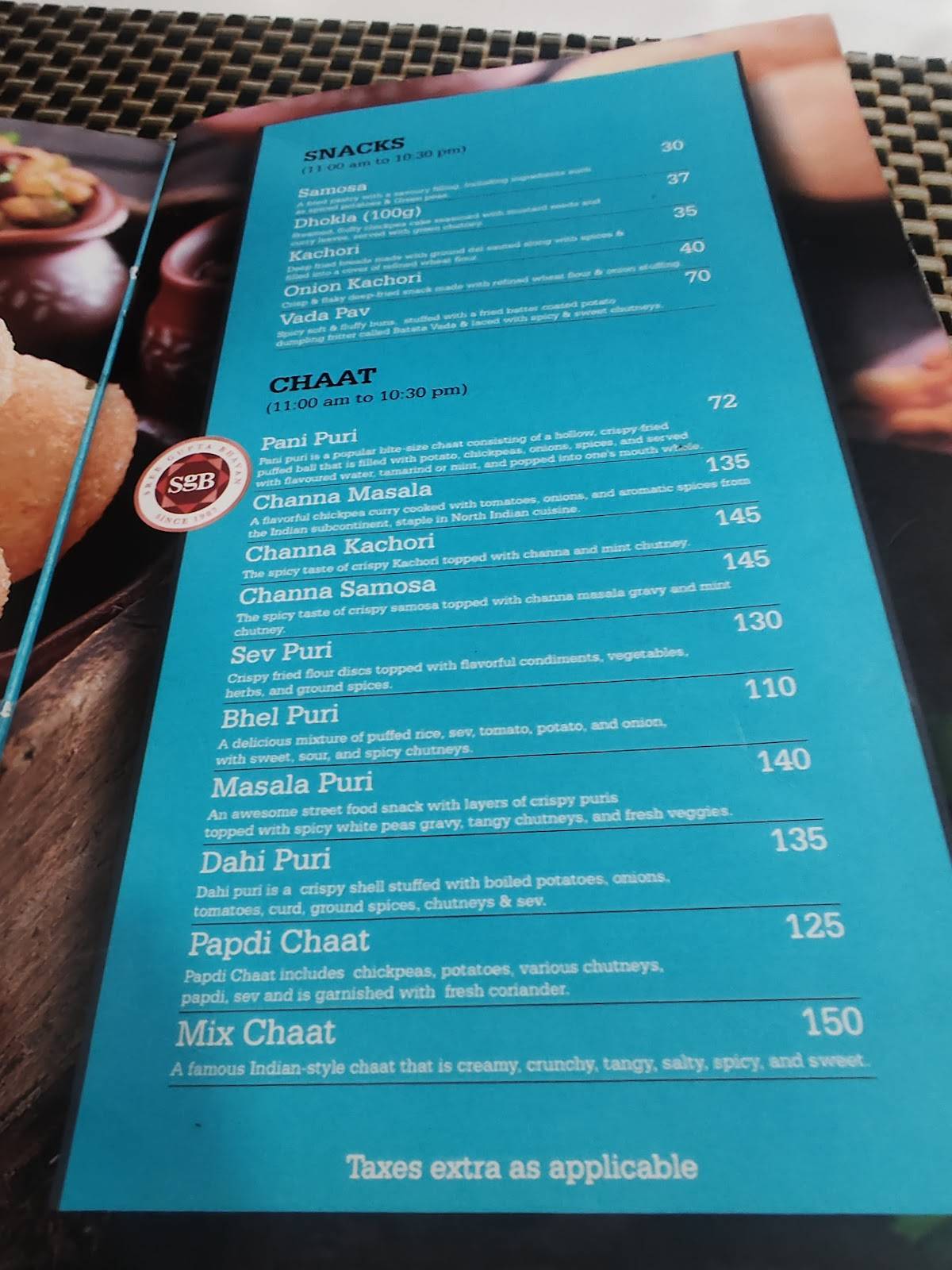 Menu at Sree Gupta Bhavan - SgB, Chennai, 7